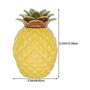 BESTonZON Ceramic Tea Jar Pineapple Shape Tea Tins Containers with Leaf Lid Porcelain Tea Pot Coffee Sugar Storage Canisters Empty Food Storage Jar for Home Kitchen Counter Yellow