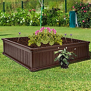 Giantex Raised Garden Bed, Planter for Flower Vegetables, Outdoor Plant Box Patio Backyard, Easy Assembly (48.5''Lx48.5''Wx12''H, Brown)