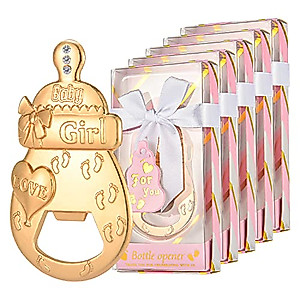 24 PCS Baby Bottle Opener Favors Baby Shower Party Favors Baby Girl Shower Gifts Decorations Souvenirs for Guest (Pink, 24)