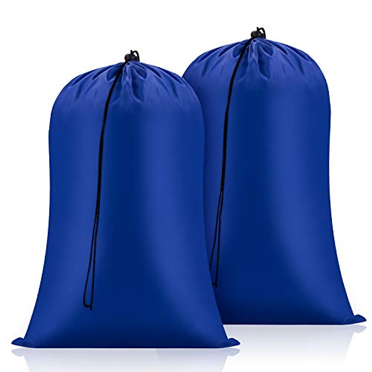UFmeDorm Extra Large Heavy Duty Laundry Bags 2 Pack Travel Dirty Clothes Storage Organizer Drawstring Laundromat Sacks College Dorm XL Camp Tear Resistant Big Hamper Liner 28 x 43 inch Blue