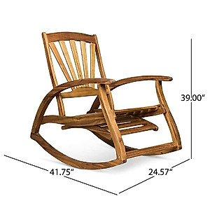 Afuera Living Outdoor Acacia Wood Rocking Chair with Footrest Teak