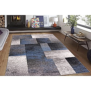 Rugshop Modern Distressed Boxes Area Rug 2' x 3' Blue