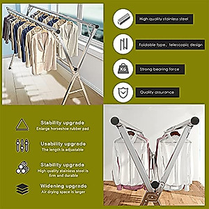 AIODE Clothes Drying Rack for Laundry Foldable, 79 inch Stainless Steel Pool Towel Rack Outdoor Free Standing Clothing Hanger Indoor