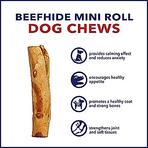Pet Factory 100% Made in USA Beefhide 3-3.5" Mini Rolls Dog Chew Treats - Chicken Flavor, 35 Count/1 Pack