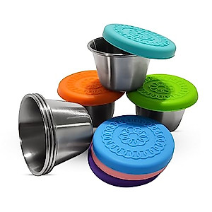 Meal Prep Container - Meal Prep Containers Reusable - Small Food Containers with Lids - Sauce Container with Lid - Stainless Steel - Silicone Lids - 2.5 oz - 6 pack