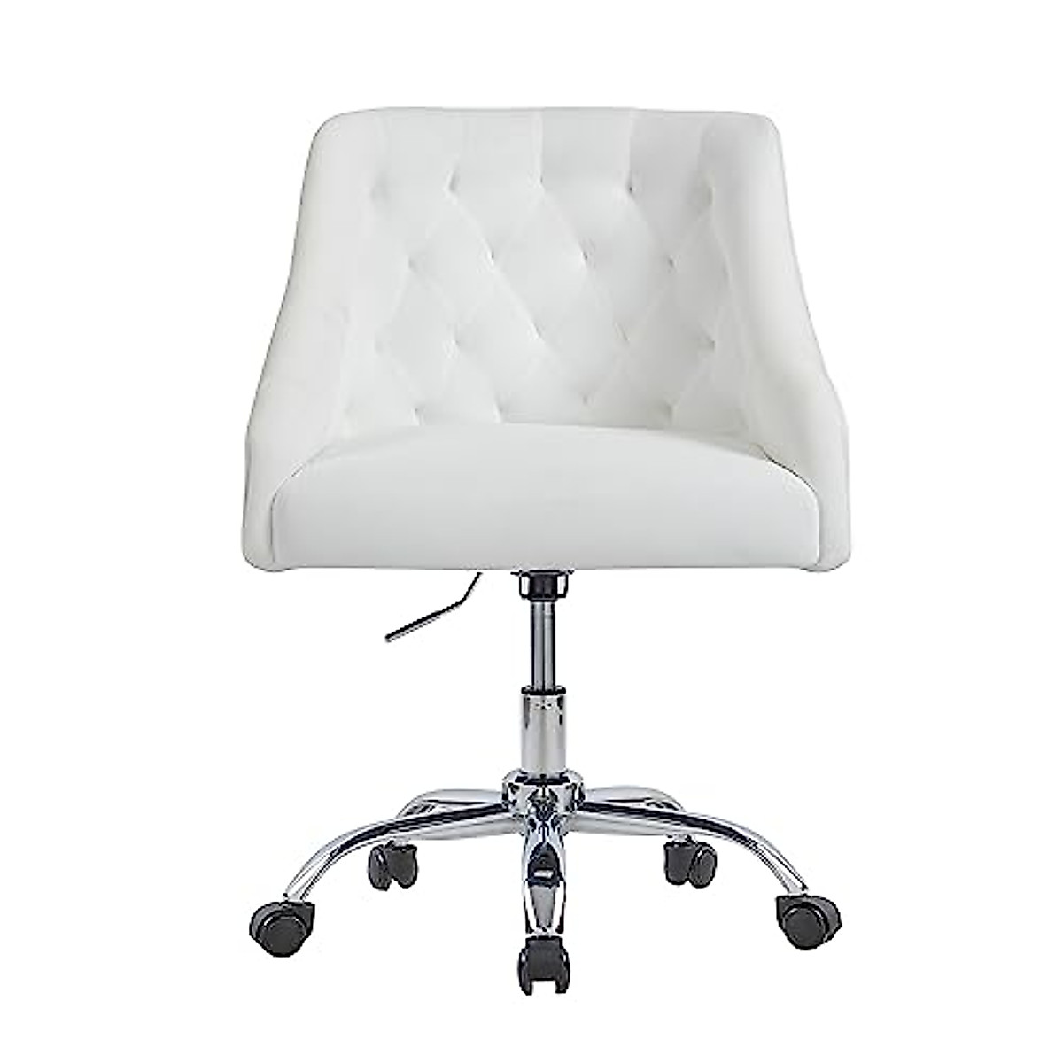 Velvet Office Task Desk Chair for Girls, Modern Vanity Chair for Home Office, Make Up, Bed Room, 360°Swivel Height Adjustable Reception Chair, White