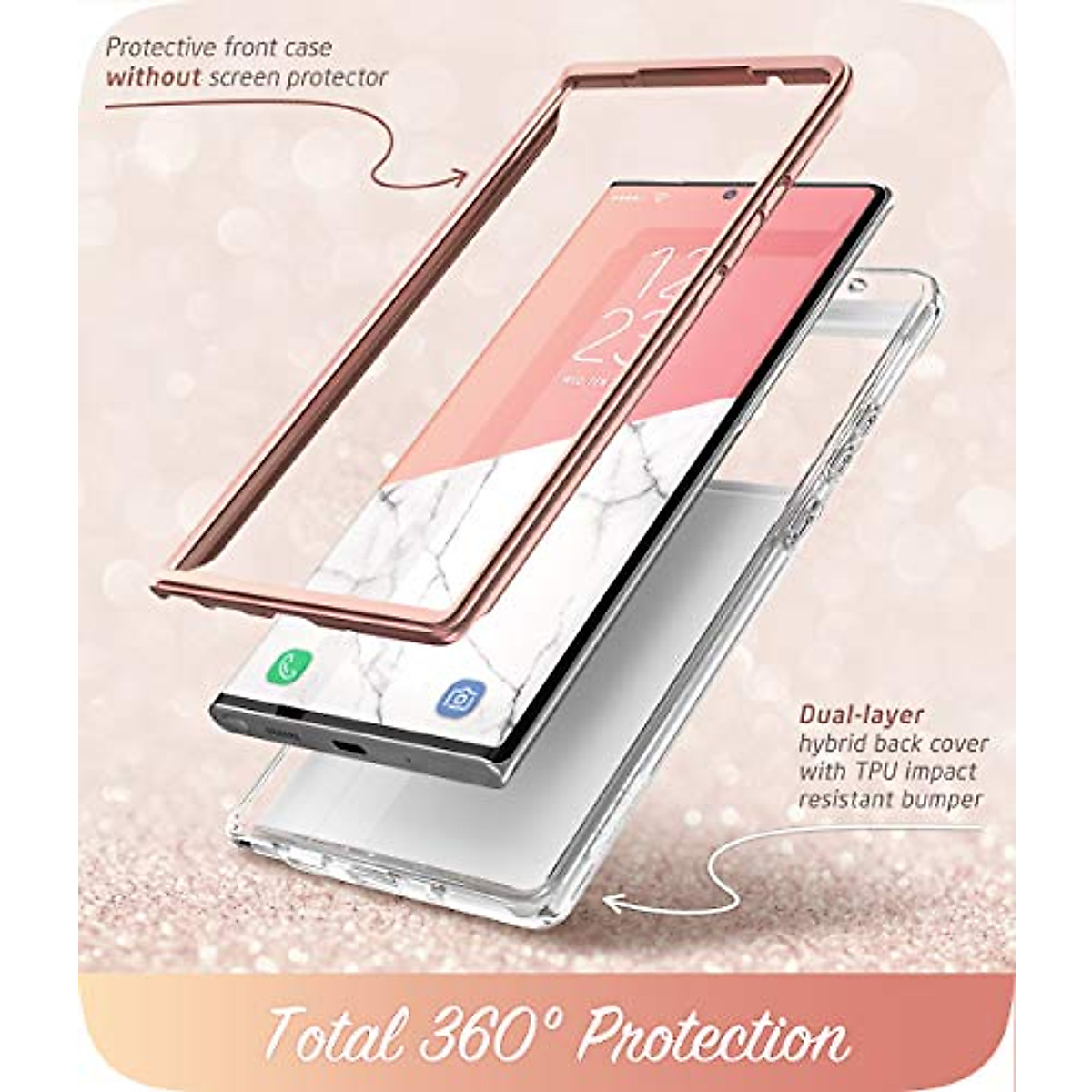 i-Blason Cosmo Series Case Designed for Galaxy Note 20 Ultra 5G (2020 Release), Protective Bumper Marble Design Without Built-in Screen Protector (Marble)
