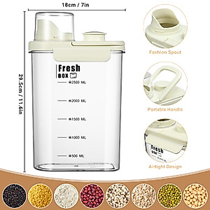 QEOSSKGI Airtight Dry Food Storage Containers, 6LBS Rice Storage Bin Cereal Containers Dispenser with Pourable Spout, BPA Free Plastic Storage Bin Dispenser for Oatmeal, Grain, Cereal, Pasta, Flour