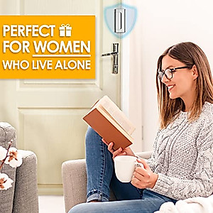 Home Security Door Lock, Childproof Door Reinforcement Lock with 3 Inch Stop Withstand 800 lbs for Top Front Inward Swinging Door, Upgrade Flip High Night Lock to Defend Your Home Kids (Silver-2 Pack)