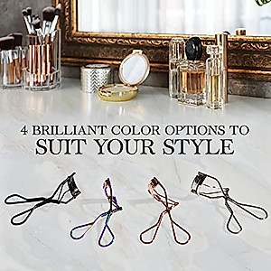 Brilliant Beauty Eyelash Curler with Satin Bag & Refill Pads - Award Winning Eye Lash Curlers for Dramatically Curled Eyelashes & Lash Lift in Seconds (Jet Black)