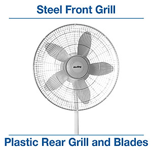 Air King 9119 18-Inch 3-Speed Commercial Grade Adjustable Oscillating Pedestal Fan, 1/20-Horsepower, White