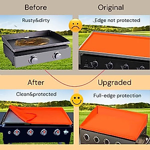 Jacooxi 22 Inch Silicone Griddle Mat for Blackstone Grill, Upgraded Full-edge Griddle Cover, All Season Griddle Cooking Surface Protective Cover, Orange