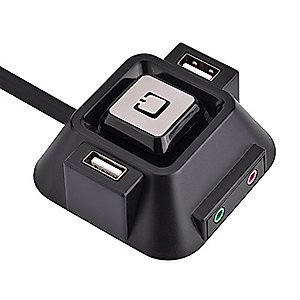 Zerone Desktop PC Switch Button Electricity Supply On/Off Reset HDD Push Button Reset Switch + Dual USB Ports + Audio Ports for Desktop Computer Case