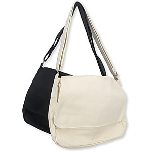 Canvas Messenger Bag Cross Body Bag Shoulder Bag Simple Design Thick and Sturdy (Beige)