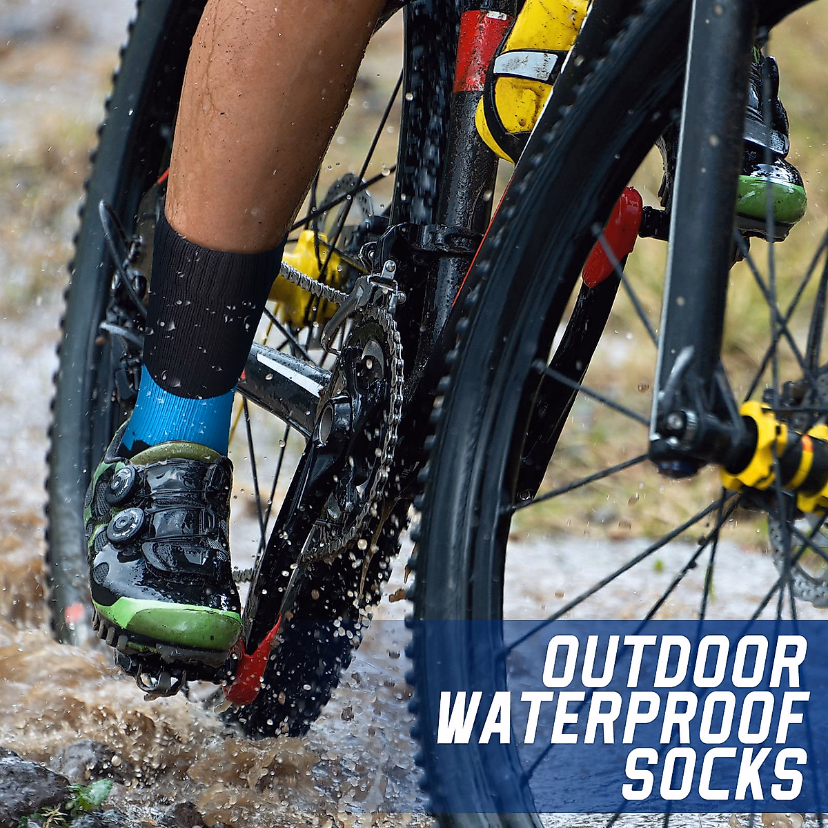 Janmercy 3 Pairs Unisex Waterproof Socks Breathable Knit Socks for Men Women Socks for Hiking Wading Running Skiing, 3 Colors (Large)