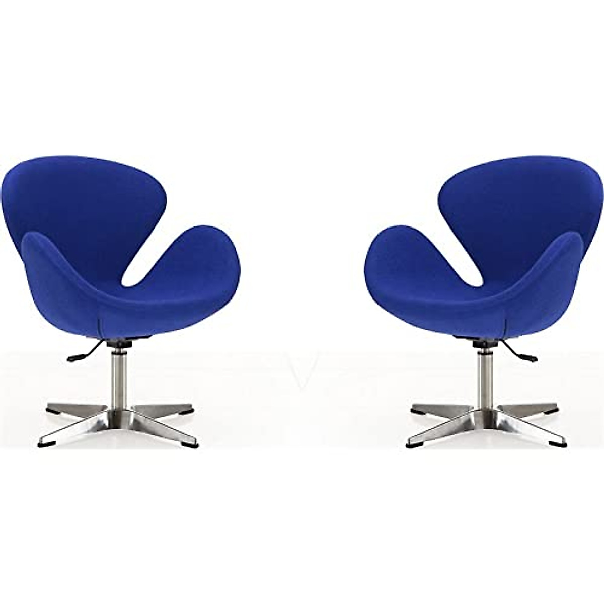 column M Raspberry Mid Century Modern Living Room Round Seat Leather Accent Chair, 22", Set of 2, Blue