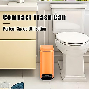 Cesun Small Bathroom Trash Can with Lid Soft Close, Step Pedal, 6 Liter / 1.6 Gallon Stainless Steel Garbage Can with Removable Inner Bucket, Anti-Fingerprint Finish (Matt Orange)