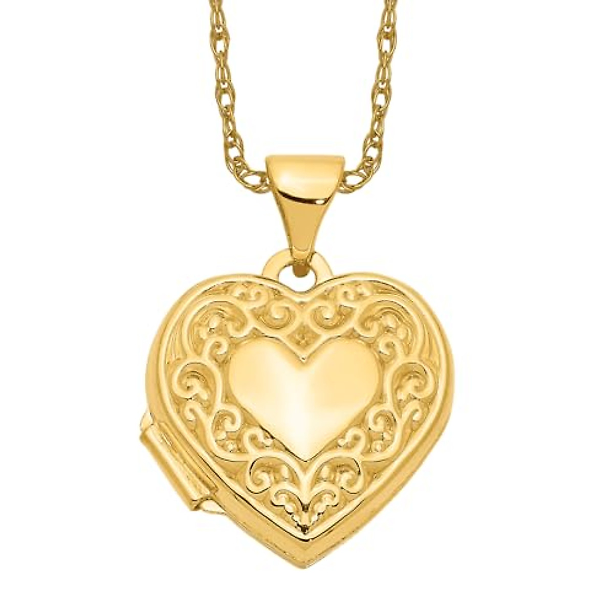 IceCarats 14K Yellow Gold Heart Love Personalized Photo Locket Necklace Charm Pendant 21mm x 15.4mm Only