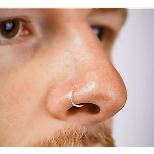 22 Gauge (0.6mm) - 6mm Diameter 925 Sterling Silver Seamless Continuous Tiny Hoop Nose Ring Piercing Body Jewelry