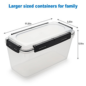 4 PCS Large Airtight Food Storage Containers with Lids Airtight, Pasta Containers for Pantry with Upgrade snaps, Dishwasher Safe Flour and Sugar Containers with Labels, Marker and Measuring Cups…
