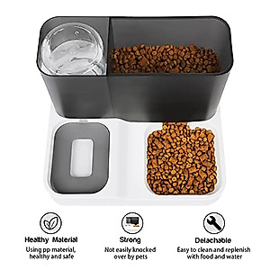 FUQUN All-in-One Automatic Pet Feeder Cat Water Dispenser Water Bowl for Cats Automatic Cat Feeder Self Dispensing Pet Waterer Automatic Gravity Cat Waterer Travel Supply Feeder and Water Dispense