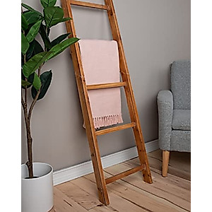 Sticky Toffee Blush Pink Woven Cotton Throw Blanket with Fringe, Textured Throw Blankets, Thick and Durable Decorative Throw, Oeko-Tex Cotton, 50 in x 60 in