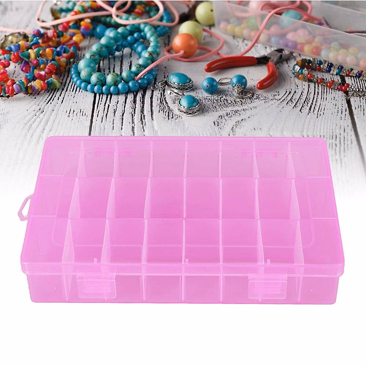 Tackle Box, Organizer Box, Jewelry Box Organizer Storage, 24 Grids Adjustable Box Plastic Detachable Beads Earrings Storage Case Jewelry Divider Container Jewelry Organizer Case()