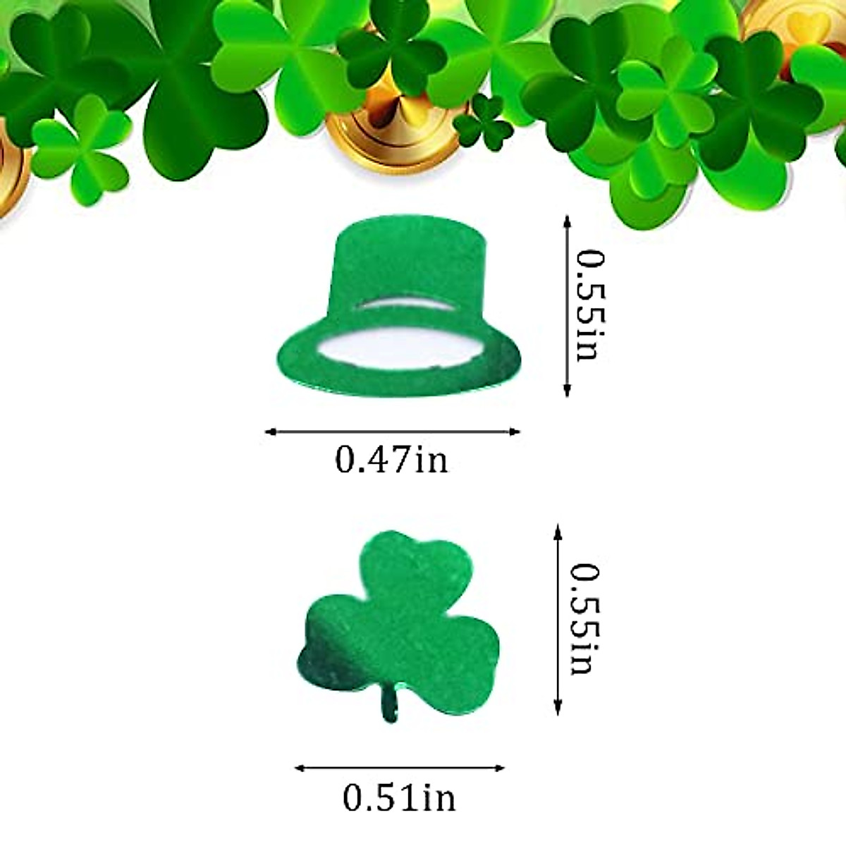 Spring Confetti, Green Shamrock Foil Confetti Colorful Heart Table Decor Green Irish Clover Hat Confetti Shamrock Beard Sprinkles for St Patricks Birthday Baby Shower Decorations