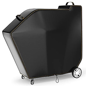 QuliMetal 1680D Grill Cover for Masterbuilt 560/800 Digital Charcoal Smoker Cover, MB20080220 MB20040221 Gravity Series Grill, Waterproof, Black