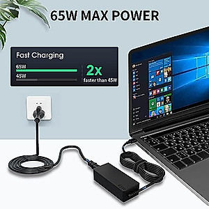 USB C Laptop Charger for Lenovo Yoga Laptop Charger/Thinkpad/Chromebook Charger Replacement Lenovo Laptop Charger 65W Type C Computer Charger USB C Power Supply