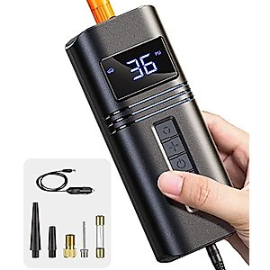 Tire Inflator Portable Air Compressor 38L/min Super Fast Inflate RYSEAB 12V DC Air [pump] for [Car] Tires[Powerful & Small][Car] Tire Pump LED Light for Ball Moto Bike