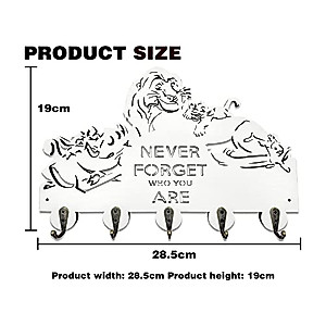 The Lion King,Disney Cartoon Key Hooks,Key Holder, Key Hanger, Wall Hooks,Wall Key Holder, Key Holders, Personalized Gift, Home, Housewarming Gift, Wedding Gift (H5) Black 12inch with 5 Hooks (3) (2)