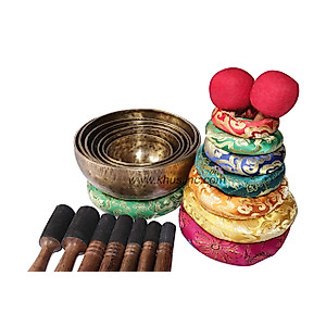 Singing Bowl set of 7,Antique~ Hand hammered Seven chakra Singing Bowls,for chakra healing, meditation, Zen-practice .Crafted in Nepal.