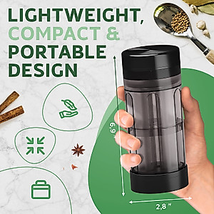 Healthy Habit Portable Herb Grinder, Multipurpose Herb Grinder Designed to Shred Herbs and Spices, Fashioned with Quick-Rolling System and 6 Storage Chambers, Compact, Odorless and Easy to Clean