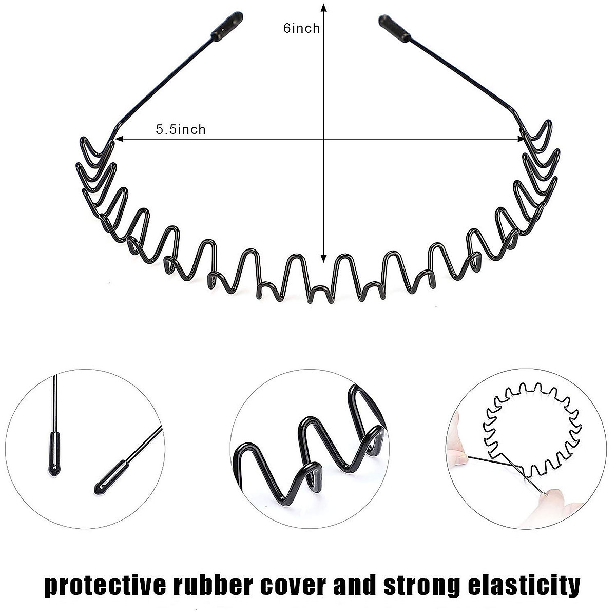 WantGor Metal Headbands for Women Men, 2 Pack Fashion Unisex Black Hairband Sports Headwear Hair Hoop Hair Accessories for Home, Outdoor (2 Pack)