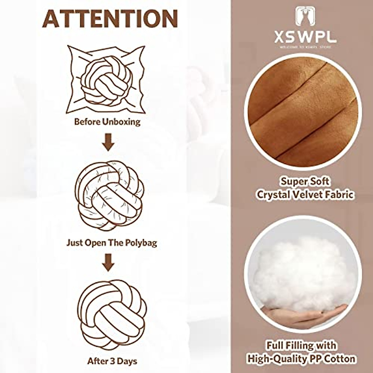 XSWPL Knot Ball Pillow Round Throw Pillows Soft Household Decorative Pillows Sofa Decor Throw Pillows (Navy Blue, 10.6Inch)