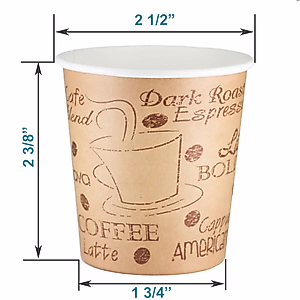 ECODESIGN-US 4 Ounce Disposable Espresso Paper Cups with Black Lids - 50 Sets - Print - Small Portion Sample Shots (50, print)