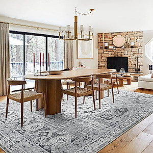 YOUFORTONG Washable 9x12 Area Rug: Rugs for Living Room Ultra Soft Carpet for Bedroom Waterproof Rug Non Slip Rugs for Hardwood Floors (Grey, 9x12)