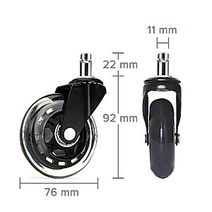 Fohfurniture - Universal Desk and Office Chair Wheels Replacement, Smooth Rolling Caster Wheels for Most Chair Types, Keeps Floors Scratch-Free, Noiseless Chair Rollers, Set of 5