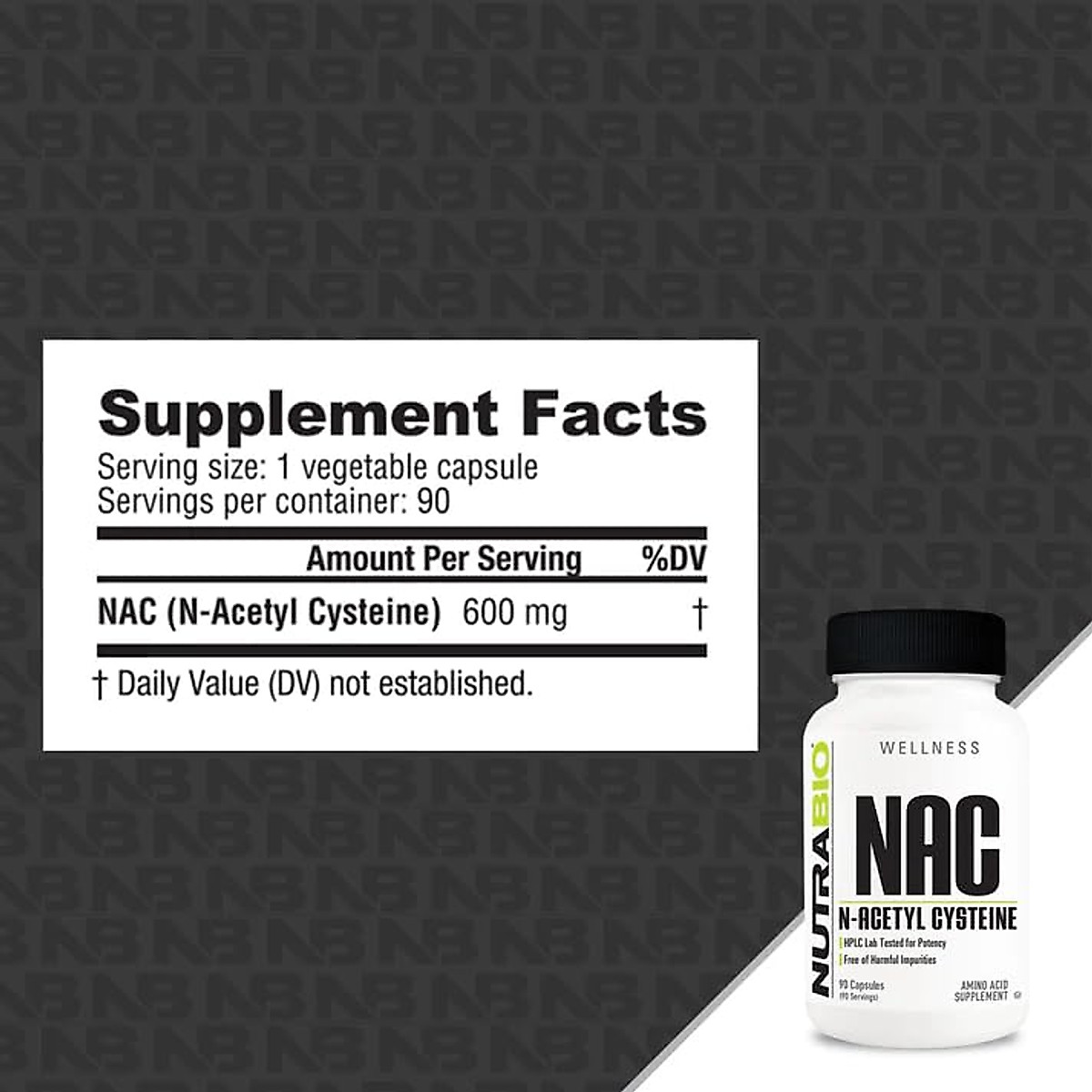 NutraBio N-Acetyl Cysteine Supplement (NAC) - 90 Capsules, 600mg Each - Powerful Anti-Oxidant - Immune Support - Boost Glutathione