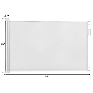 Costzon Baby Mesh Retractable Gates, Extra Wide Flexible Extension Safety Gate/Pet Dog Gate for Stairs/Doors/Hallways, Waterproof Rustproof Aluminum Pets Gate (White)