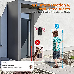 Biglory Video Doorbell Camera Wireless with Chime, AI Human Detection, 2-Way Audio, Live View, 2.4G WiFi, Night Vision, Cloud Storage, Battery Powered, Indoor Outdoor Surveillance