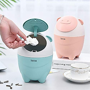 ESD HSDMYSH Mini Cute Desktop Trash Can Mini Desk Garbage Can for Office Desktop Coffee Table Kitchen Pig Cute Garbage Can Small Table Trash Can Bounce Cover Bucket Small Paper Basket