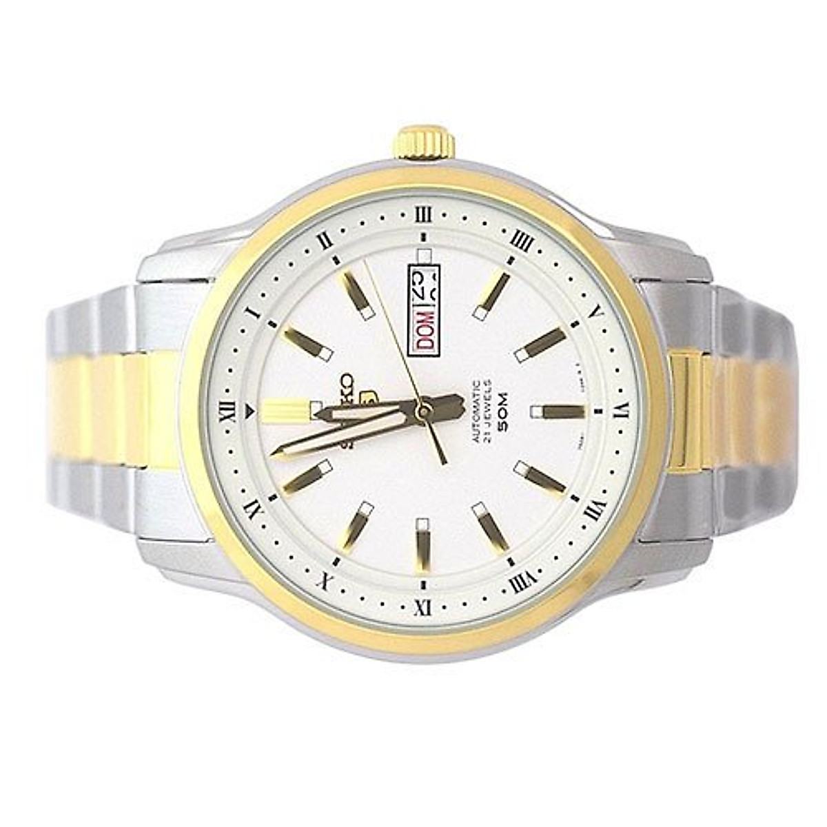 SEIKO Series 5 Automatic White Dial Two-Tone Men's Watch SNKP14K1S