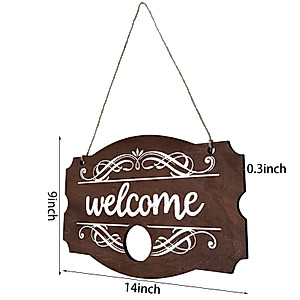 Jetec Welcome Door Sign Christmas Decor Fall Sign Seasonal Front Door Rustic Wood Welcome Sign Wall Hanging Porch Easter Interchangeable 14 x 9 Inch