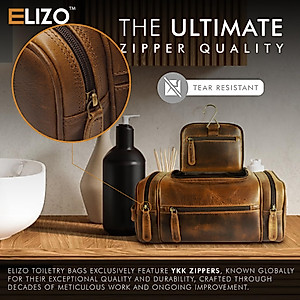 Leather Toiletry Bag For Men Women Dopp Kit Mens Hanging Toiletry Bag (PREMIUM LEATHER) Travel Toiletry Bag for Traveling Extra Large Toiletry Bag Cosmetic Travel Bag for Toiletries Shaving Bag