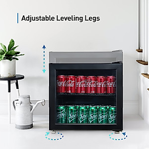 Commercial Cool Beverage Cooler, 1.7 Cu. Ft. Capacity, Drink Fridge with Adjustable Shelf & Temperature Control, Mini Beverage Fridge Holds up to 51 Cans