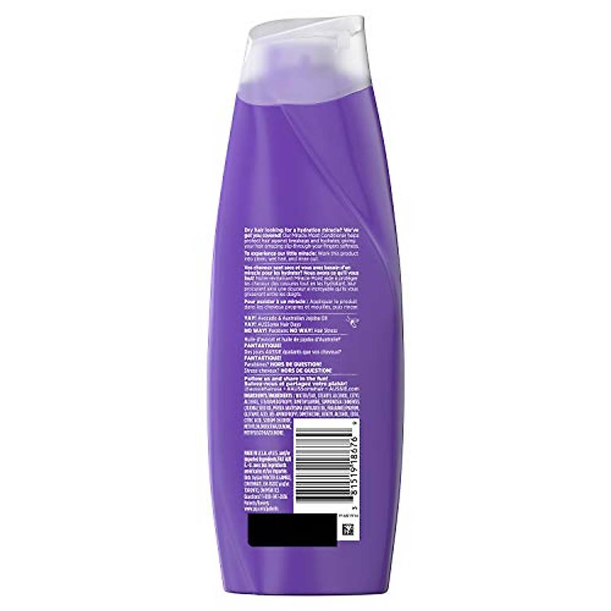 Aussie, ParabenFree Miracle Moist Conditioner w Avocado Jojoba Oil For Dry Hair, Citrus, 12.1 Fl Oz