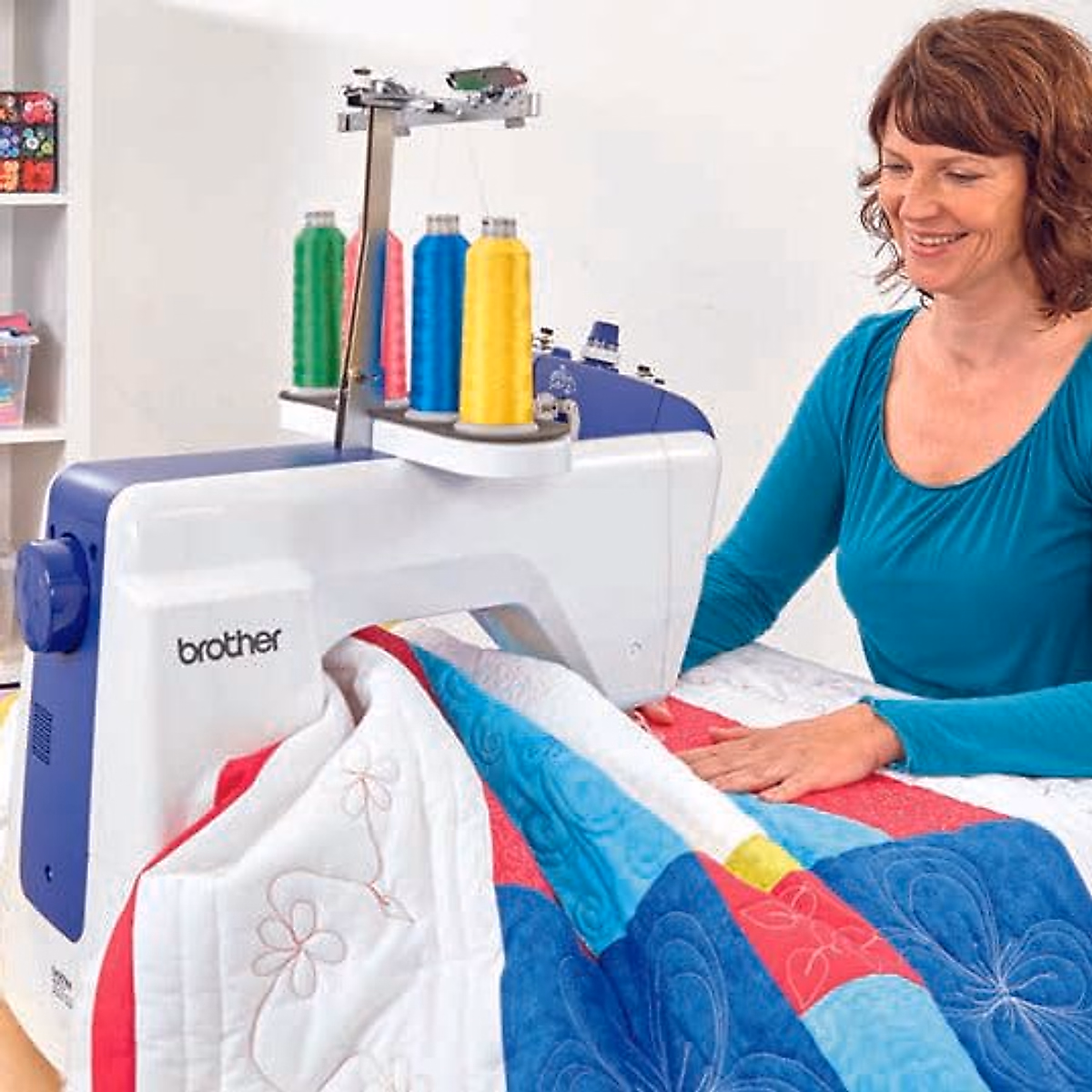 Brother Persona PRS100 Single Needle Embroidery Machine with 4-Spool Thread Stand and Free Arm Embroidery