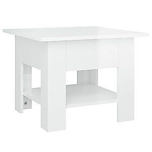 QJBSAVVA Coffee Table High Gloss White 21.7"x21.7"x16.5" Engineered Wood,Floor Standing Table Table for Living Room Cocktail Table Suitable for Meeting Rooms, Reception Rooms, Offices